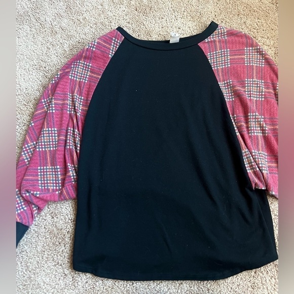 7th Ray | Tops | 7th Ray Plaid Arm Colorblock Long Sleeve Blouse S ...